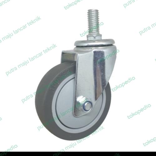 Jual roda karet TPR abu abu medium caster Taiwan 4"(100x32mm)drat hidup ...