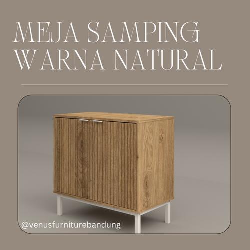 Jual Meja Samping sideboard warna natural kayu kaki besi 80cm BANDUNG ...