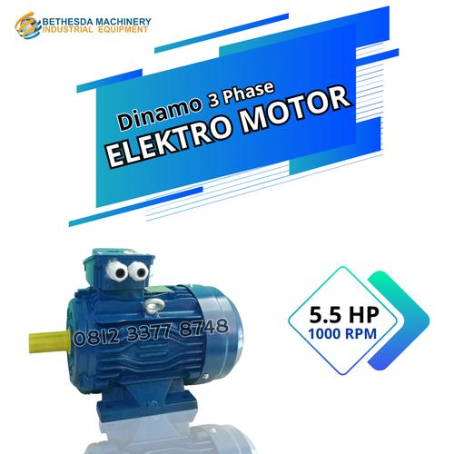 Jual ADK Motor 5.5 Hp 4 KW 6 Pole 1000 RPM/Electro Dinamo Motor 3 Phase ...