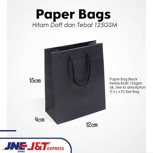 Jual Paper Bag Hitam Mini Uk. 15X4X12 Cm / Paper Bag Kado Packing ...