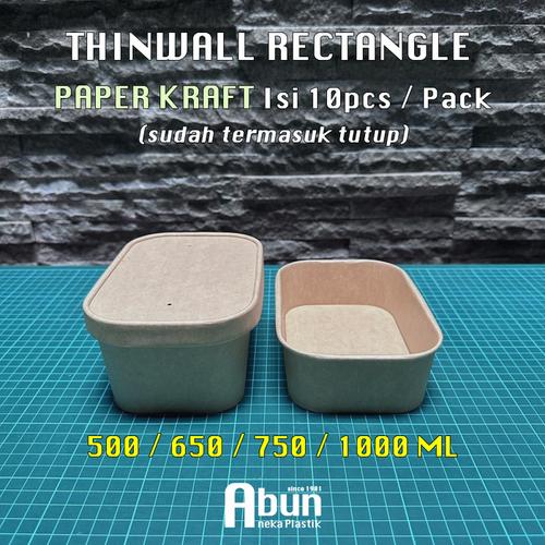 Jual Brown Kraft Rectangular Container 500/650/750/1000 (10pcs) - 500 ...