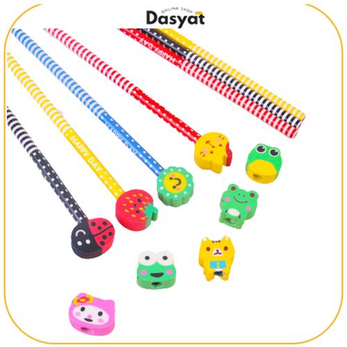 Jual DOS Pensil Karakter Kartun Lucu Motif Garis Polkadot Pensil ...