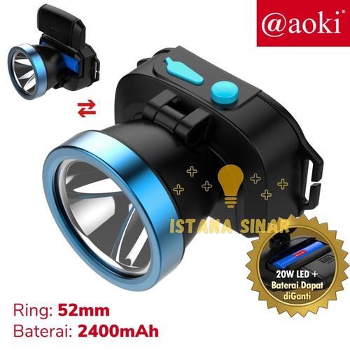 Jual Senter Kepala AOKI 20W watt baterai lepas tahan hingga 15 Jam Headlamp lampu lentera - Kota ...