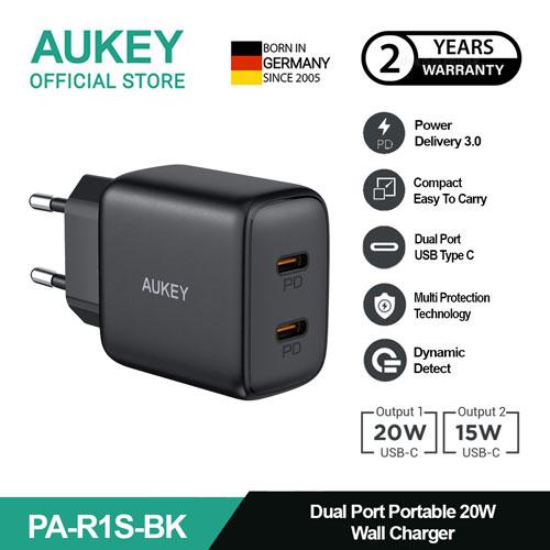 Promo AUKEY Charger Dual Port Type C 20W PA-R1S-BK PD 3.0 Fast Charging - Jakarta Timur - AUKEY ...