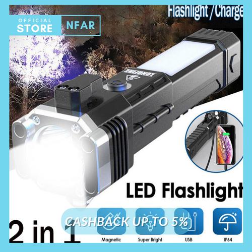 Jual Senter Led Super Terang 90000 Lumens Rechargerable Senter Portable ...