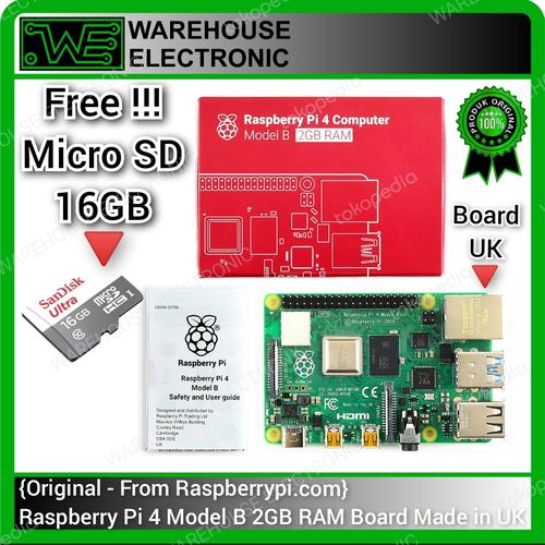 Jual Raspberry Pi 4 Model B 2GB RAM Raspi 4 Board UK - ORI Raspberrypi ...