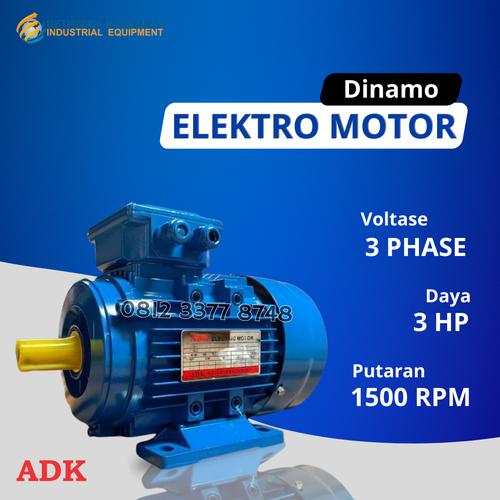 Jual Mesin Dinamo motor ADK 3 HP 2.2 KW Dinamo 3 Phase B3 - 2 POLE 3000 RPM - Kota Surabaya ...