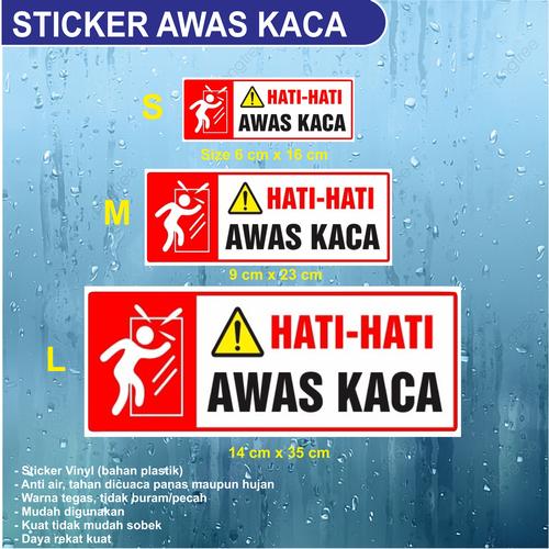 Jual Sticker Sign Awas Kaca Hati-Hati Stiker Label Marka Pintu Dinding ...