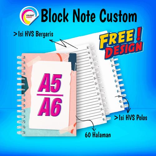 Jual Cetak Block Note Custom Isi 30 Lembar 60 Halaman - A6 POLOS, DEPAN ...