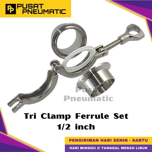 Jual 1/2" Tri Clamp Ferrule Set Sanitary Stainless Steel 304 1/2 inch ...