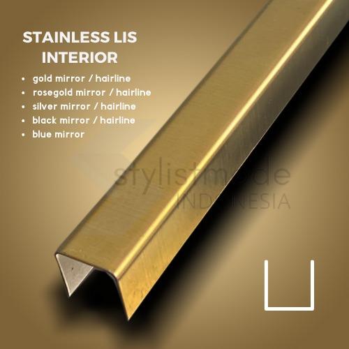 Jual Stainless Lis Interior | Lis U GOLD 40 x 40 x 40mm (FINISHING ...