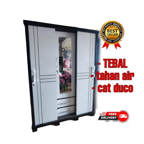 Jual lemari sliding pakaian baju 3 pintu putih cat rapi - Kota Bekasi ...