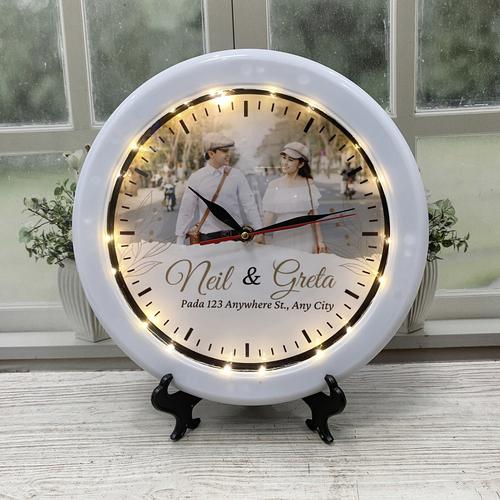 Jual Ukuran diameter 30cm lampu LED Jam dinding kaca foto custom kado ...
