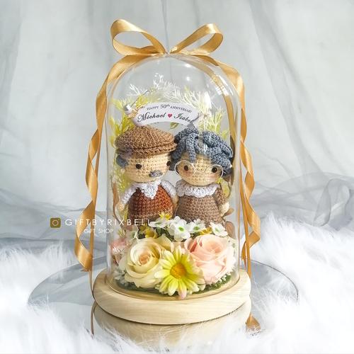 Jual RB Wedding Couple Dome (boneka rajut amigurumi, kado nikah ...