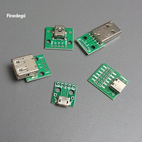 Jual USB Deep PCB Adapter Pin Micro Type C Male Female Mini A B 2.54mm ...