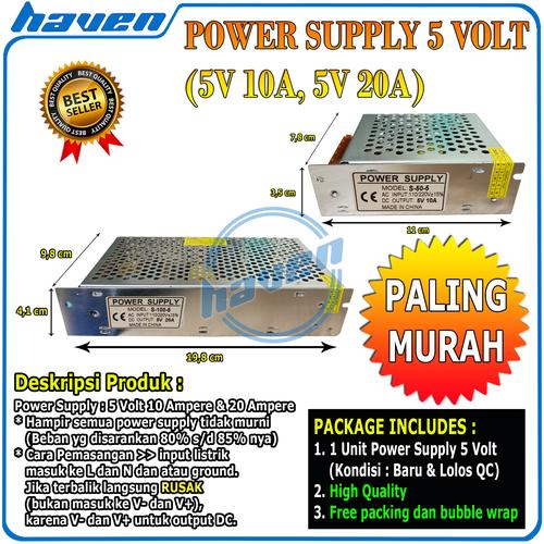 Promo POWER SUPPLY 5V 20A / PSU 5V 20A SWITCHING BODY KECIL - 5V 10A ...