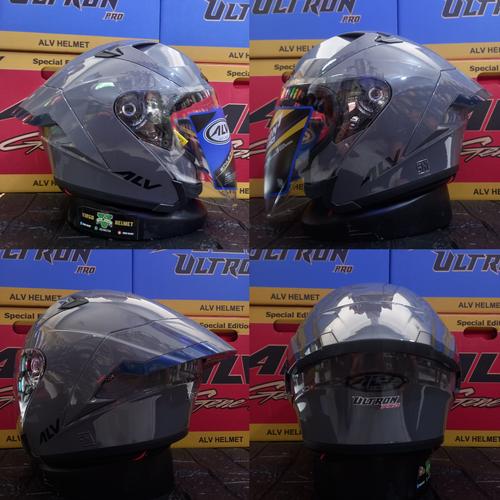 Jual HELM ALV ULTRON PRO SINGLE VISOR STONE GREY - ST GREY V RED, M ...