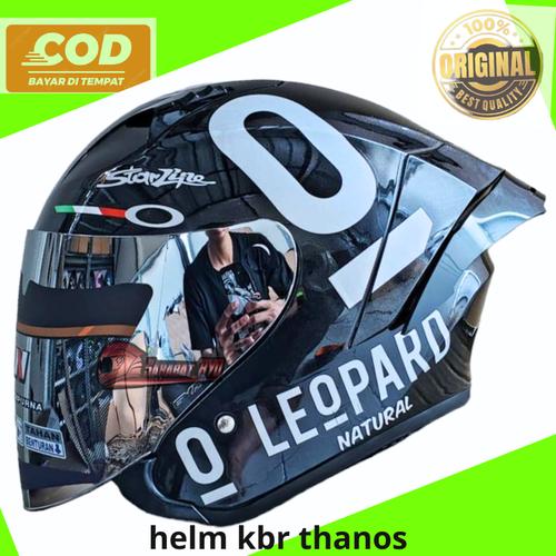 Jual helm Leopard Solid black doff Paket Ganteng Visor Flat 100% Ori ...