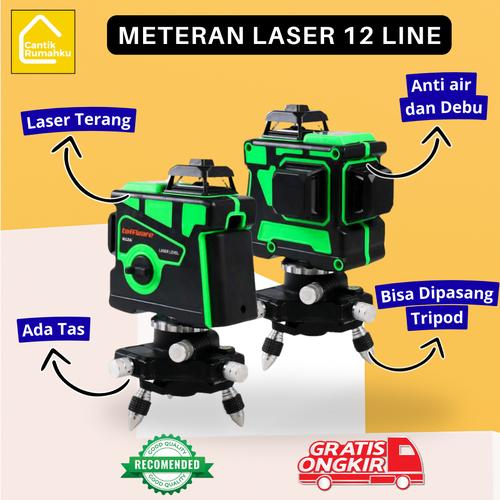 Jual Laser Level 12 Line Meteran Self Leveling Digital 3D Hijau Tripod ...