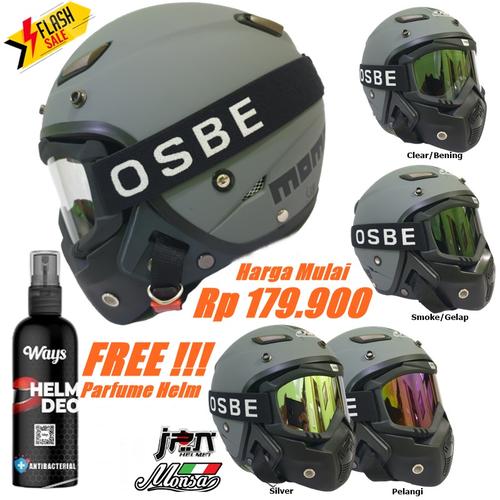 Jual Helm JPN MOMO Retro Pilot Klasik Gorilla Grey Doff + OSBE Goggle ...