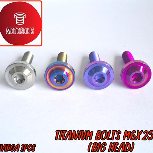 Jual Baut Titanium Original M6 x 25mm Drat 10 (Big Head) - Colorful ...