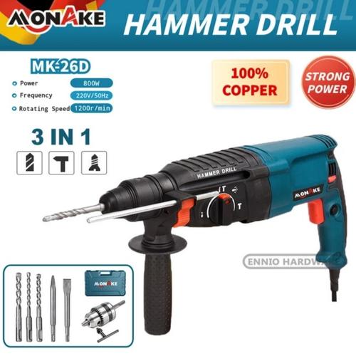 Jual MESIN BOBOK TEMBOK BETON MESIN BOR HAMMER ROTARY MONAKE MK-26 ...