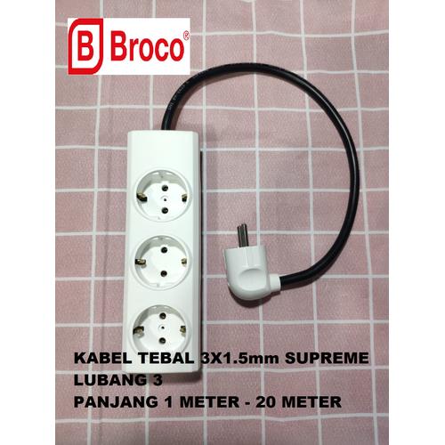 Jual Kabel Extension TEBAL 3×1.5 Colokan BROCO 3 lubang 1 - 10 meter ...