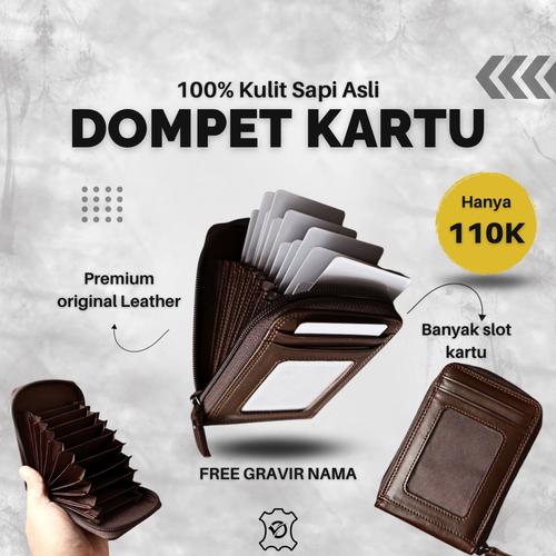 Jual Dompet Kartu Kulit Asli ID Card Holder Tempat Kartu Ukir Nama ...