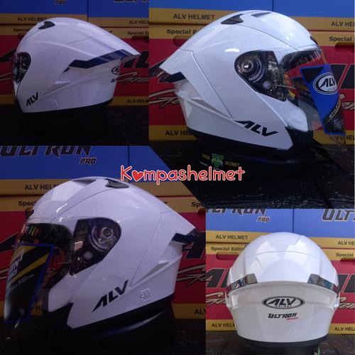 Jual ALV ULTRON PRO SOLID WHITE HELM ALV TERBARU - Black glossy, M ...