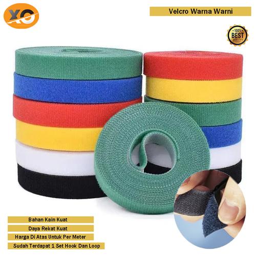 Jual Velcro Warna Tape Perekat 2,5cm 5cm 10cm Set Warna Hook Loop Polos ...