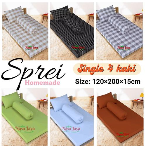 Jual Sprei Single Set 120×200×15cm 4Kaki Polos Kotak Dengan Sudut Karet ...