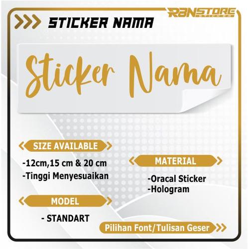 Jual Stiker Nama Hologram Dan Warna Bebas Cutting Sticker Nama Custom ...