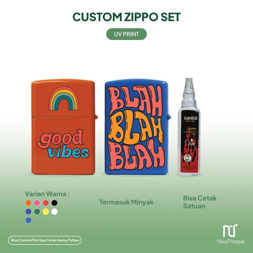Jual Zippo Warna Set Custom Print/Cetak UV Full Warna Gradasi/Minyak ...