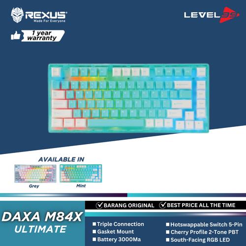 Promo Rexus Keyboard Gaming Mechanical Daxa M84X Ultimate - Mint, Red ...
