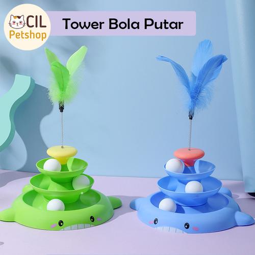 Jual Mainan Interaktif Kucing Track Bola Putar Circular Tower Toy 3 ...