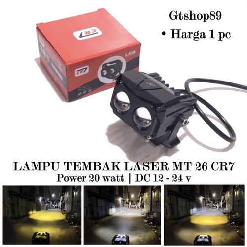 Jual Lampu Tembak Sorot LED Laser Gun CR7 2 Mata High Low Yellow White ...