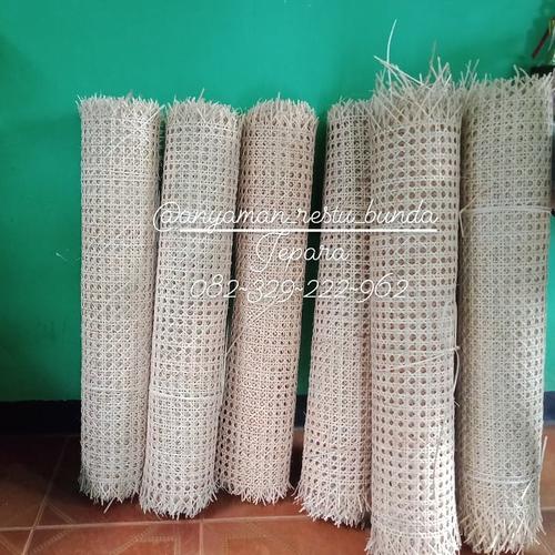 Jual anyaman rotan alam bunga tanjung / webbing rattan asli 65x125 cm ...