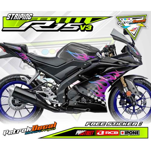 Jual STRIPING VARIASI YAMAHA R15 V3 DESAIN API / STICKER LIST MOTOR R15 ...