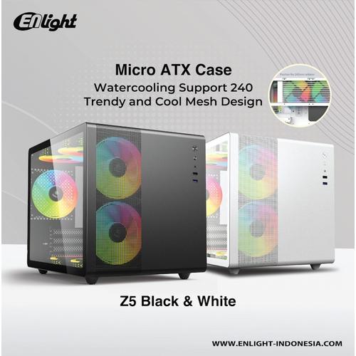 Jual ENLIGHT Z5 Tempered Glass Front Panel Mesh Mini ITX mATX Tower ...
