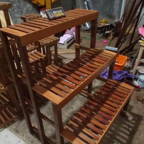 Jual ! Rak Tangga Kayu Meranti/Rak Bunga Susun/Rak Tanaman Susun/Rak ...