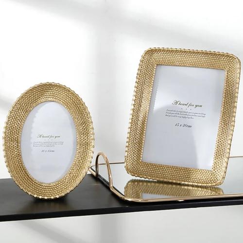Jual Bingkai Foto Vintage Photo Frame Imitation Rattan Golden Resin ...