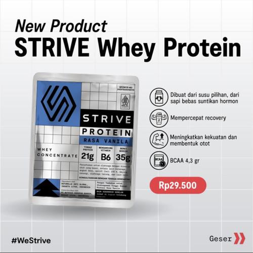 Jual STRIVE Susu Whey Protein Vanilla Milk Powder Bubuk Vanila 1 sachet ...