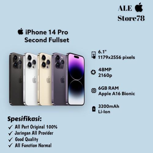 Jual iPhone 14 PRO 128GB 256GB 512GB 1TB Second Original Mulus Fullset ...