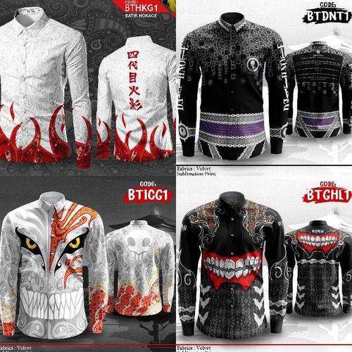 Jual BATIK Kemeja Anime One Piece X Naruto X Bleach X Death Note X ...