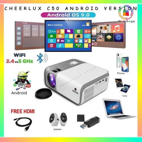 Jual Cheerlux C50 Android Projector Cheerlux C50 4000 Lumens Android HD ...