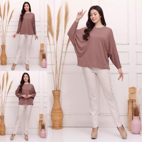 Jual Baju Kaos Batwing Polos Lengan Panjang Oversized Wanita Korean ...