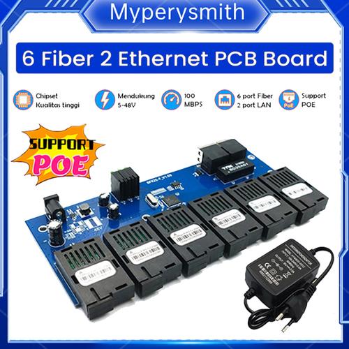 Jual [POE] 6F2E Media Converter 6Fo 2Lan Htb 6Fo 2Lan 100 Mbps 6 Rj45 2 ...