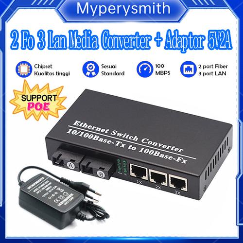 Jual [POE] 2F3E Media Converter 2 FO 3 LAN Htb 2Fo 3Lan 2 SC 3 RJ45 ...