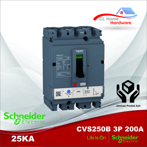 Jual MCCB SCHNEIDER 3P 200A CVS250B LV525302 3 PHASE 200 AMPERE 25KA ...