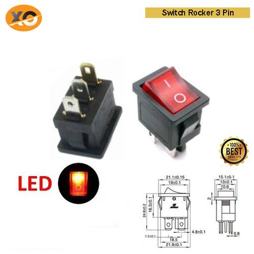 Jual Saklar On Off Listrik Switch Rocker 3 Pin Stop Kontak Gepeng Mini ...